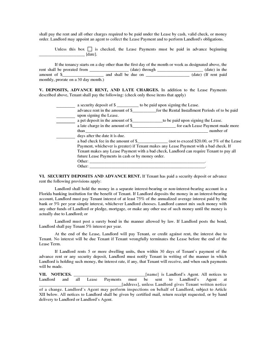 Printable Florida Lease Agreement Template