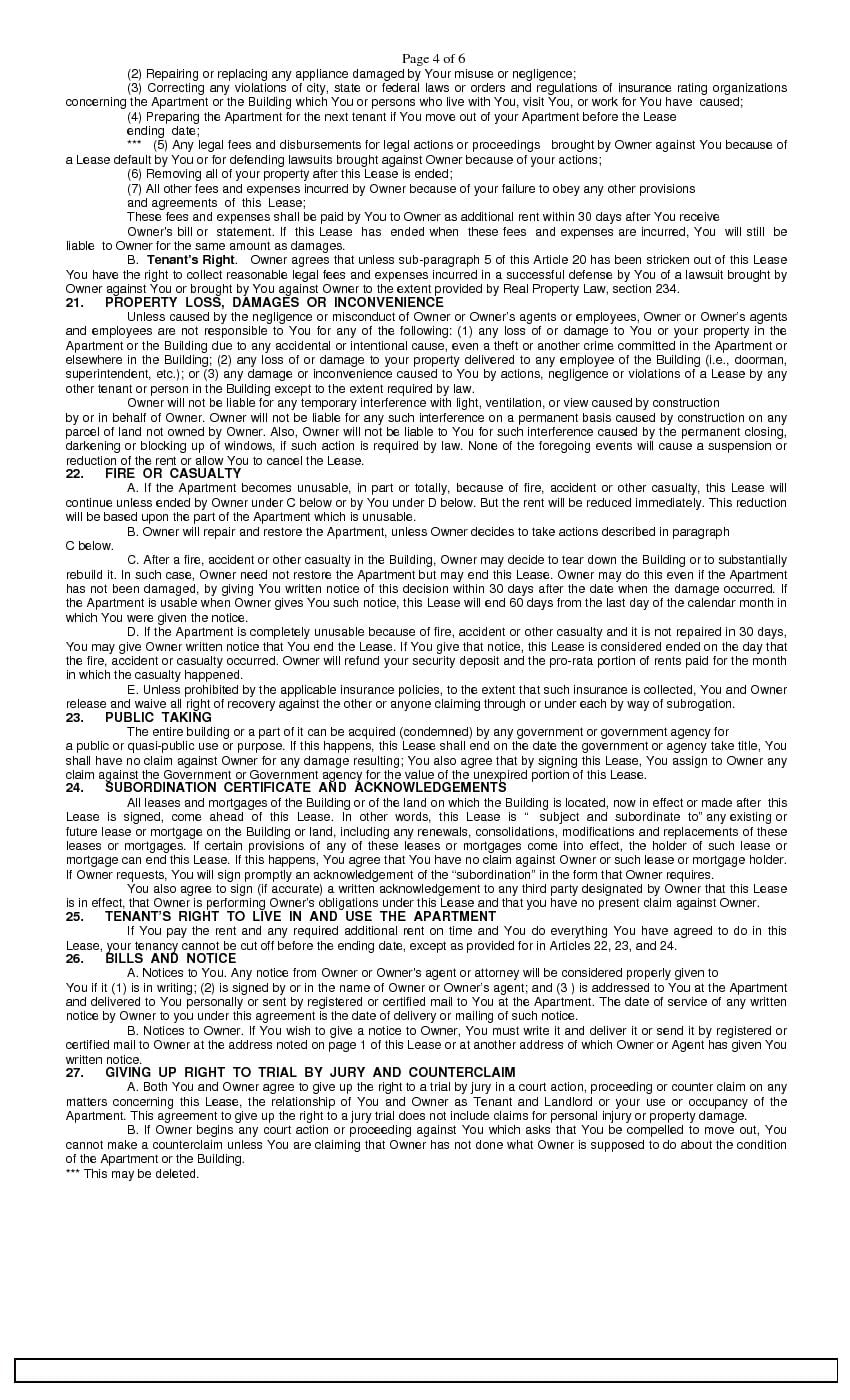 Download Free New York Standard Rental Lease Stabilized With Rider
