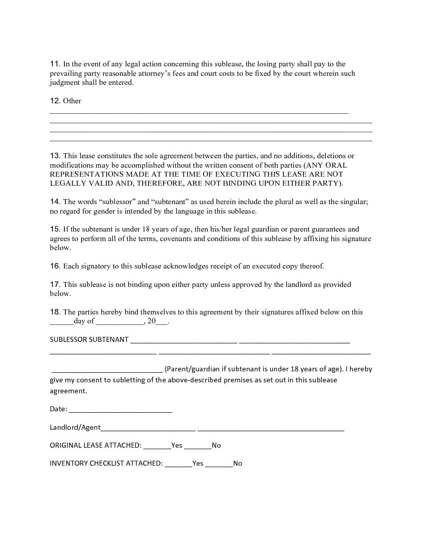 Download Free Texas Sublease Agreement Printable Lease Agreement